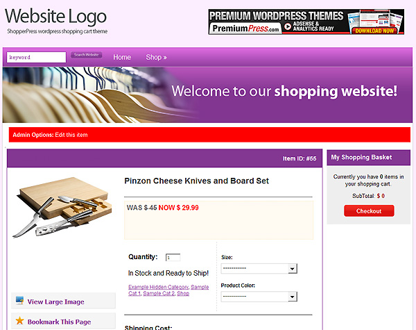 wordpress shopping cart: DEMO